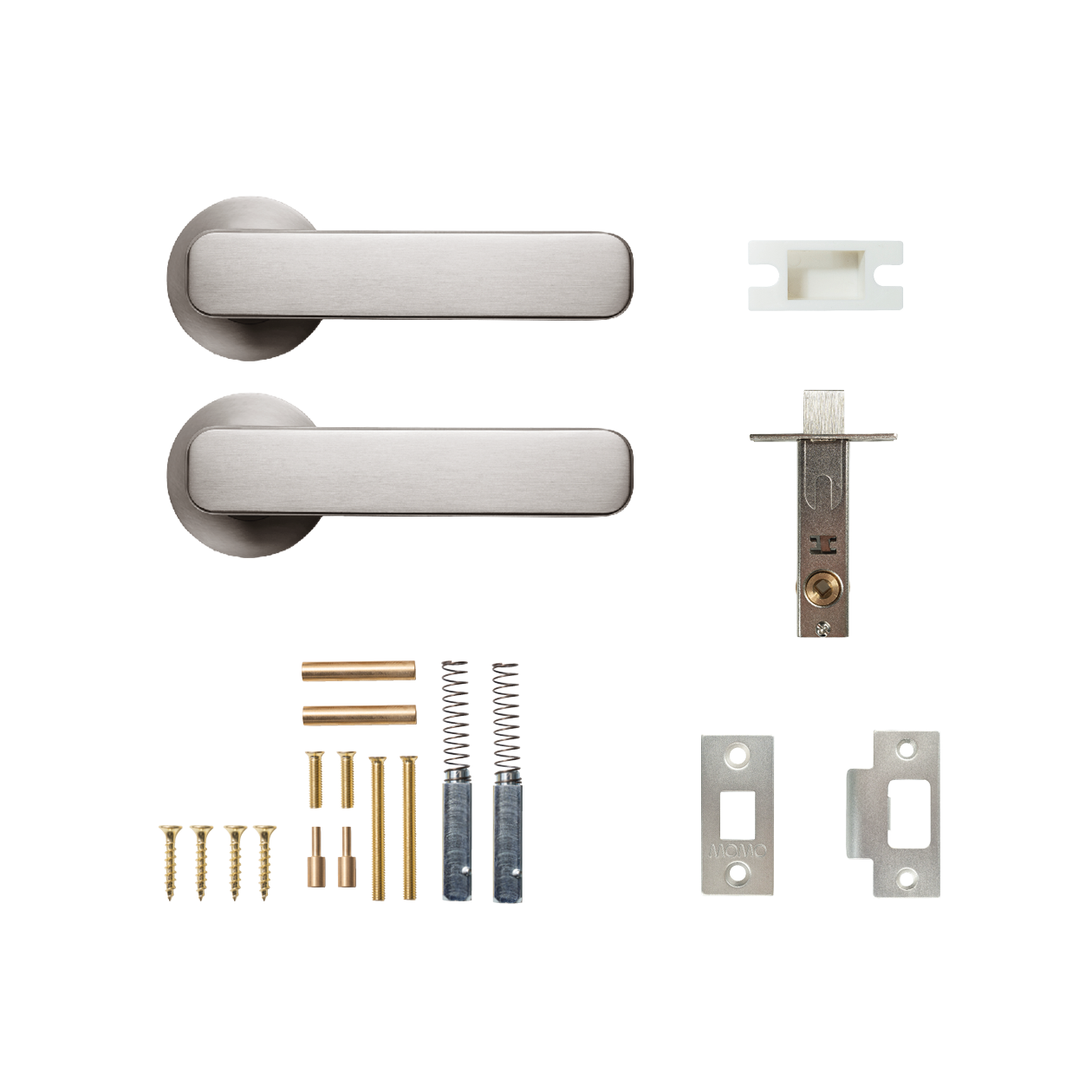 Momo Aspen Solid Brass Tubular Latch Passage Lever Set In Dull Brushed ...