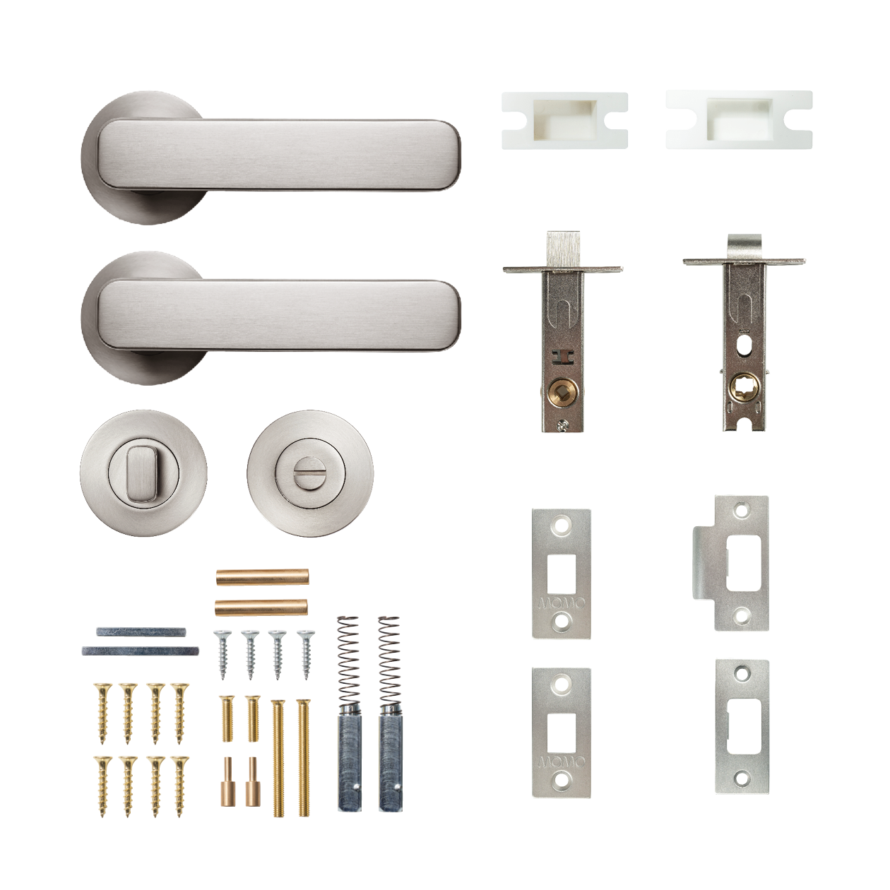 Momo Aspen Solid Brass Tubular Latch Privacy Lever Set In Dull Brushed ...