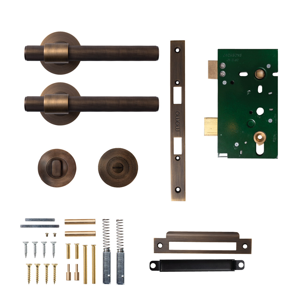 Momo Belgravia Solid Brass Lined Mortice Lock Privacy Lever Set In Bro ...