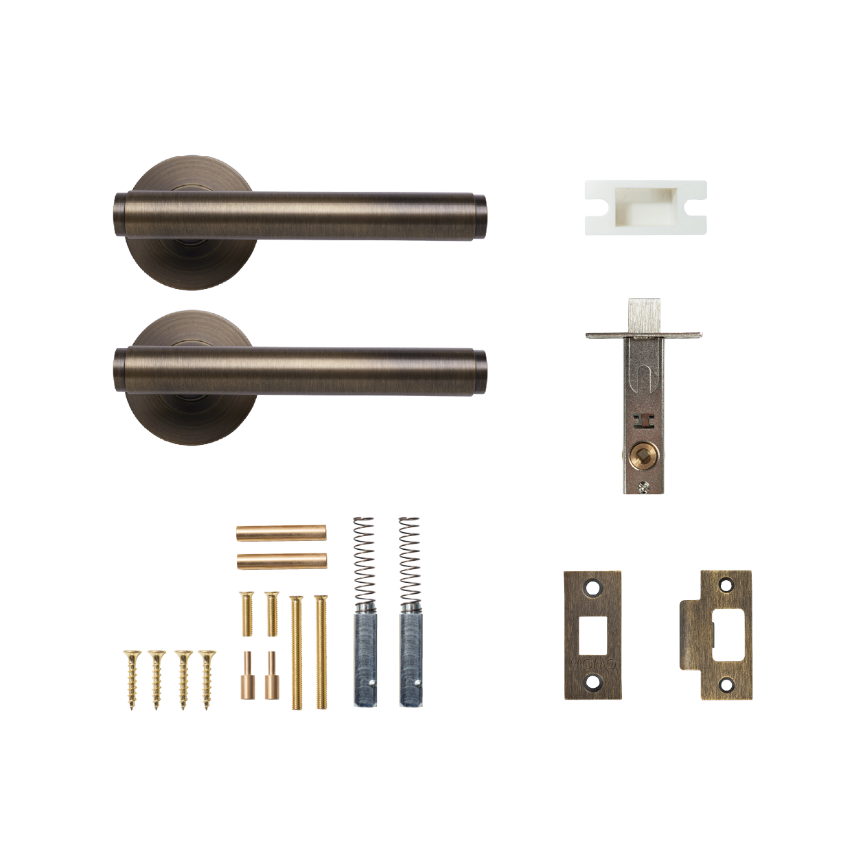 Momo Bellevue Solid Brass Plain Tubular Latch Passage Lever Set In Bro ...