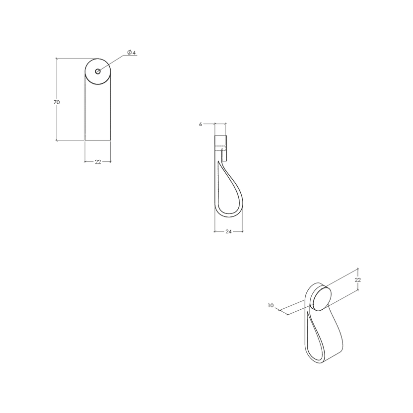 Momo Flexa Leather Pull 70mm in Black with Brass Buttons – Momo Handles