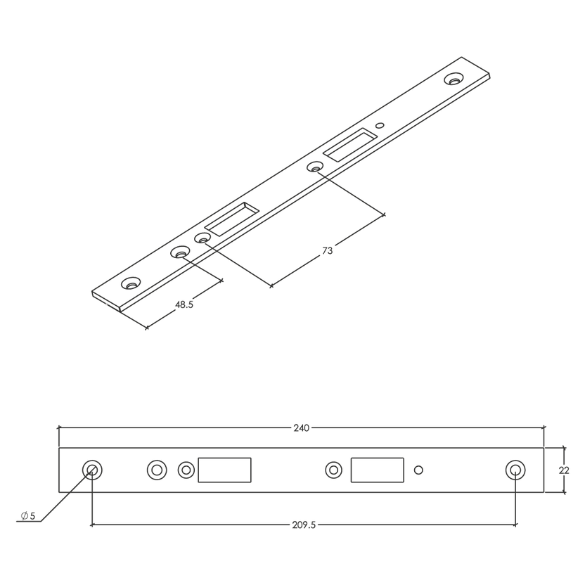 Momo Mortice Lock Forend Plate For Use With Euro Cylinder Brushed Nick ...